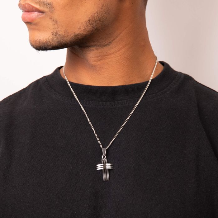 Stainless Steel Triple Cross Pendant | Samuel Perry